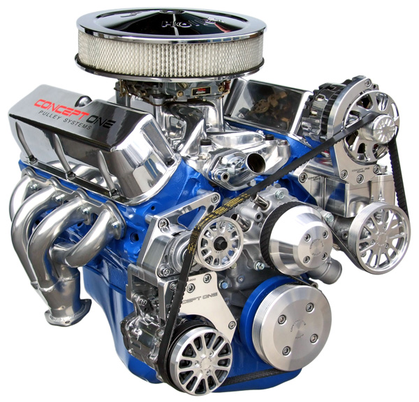 351W Small Block Ford Serpentine Pulley System Polished – Alternator ...